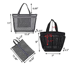 XZJMY 3 Piece Mesh Shower Caddy Tote,Quick Dry Hanging Toiletry Bag/Shoe Bag/Tote Bag Mesh Shower Caddy Basket for Beach,Swimming,College Dorm, Bathroom, Gym, Travel