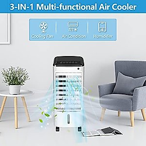 Portable Air Conditioners[ 2023 Newest], 3 IN 1Air Conditioner Portable for Room, 65° Oscillation Swamp Cooler with 3 Wind Speeds, 4 Modes, 6 Ice Packs,12H Timer, Remote, Portable AC for Office Home