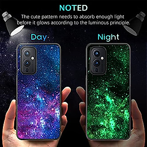 BENTOBEN for OnePlus 9 Case 5G, Slim Fit Glow in The Dark Hybrid Hard PC Soft TPU Bumper Drop Proof Protective Girls Women Boys Men Phone Case Cover for OnePlus 9 2021 (6.55 Inch), Nebula/Galaxy