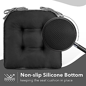 downluxe Indoor/Outdoor Rocking Chair Cushion Set, Tufted Comfortable Cushions for Rocking Chairs with Ties and Non-Slip Backing, Seat 17" x 17" x 3"/Back 21" x 17" x 3", Dark Grey, 2 Piece Set