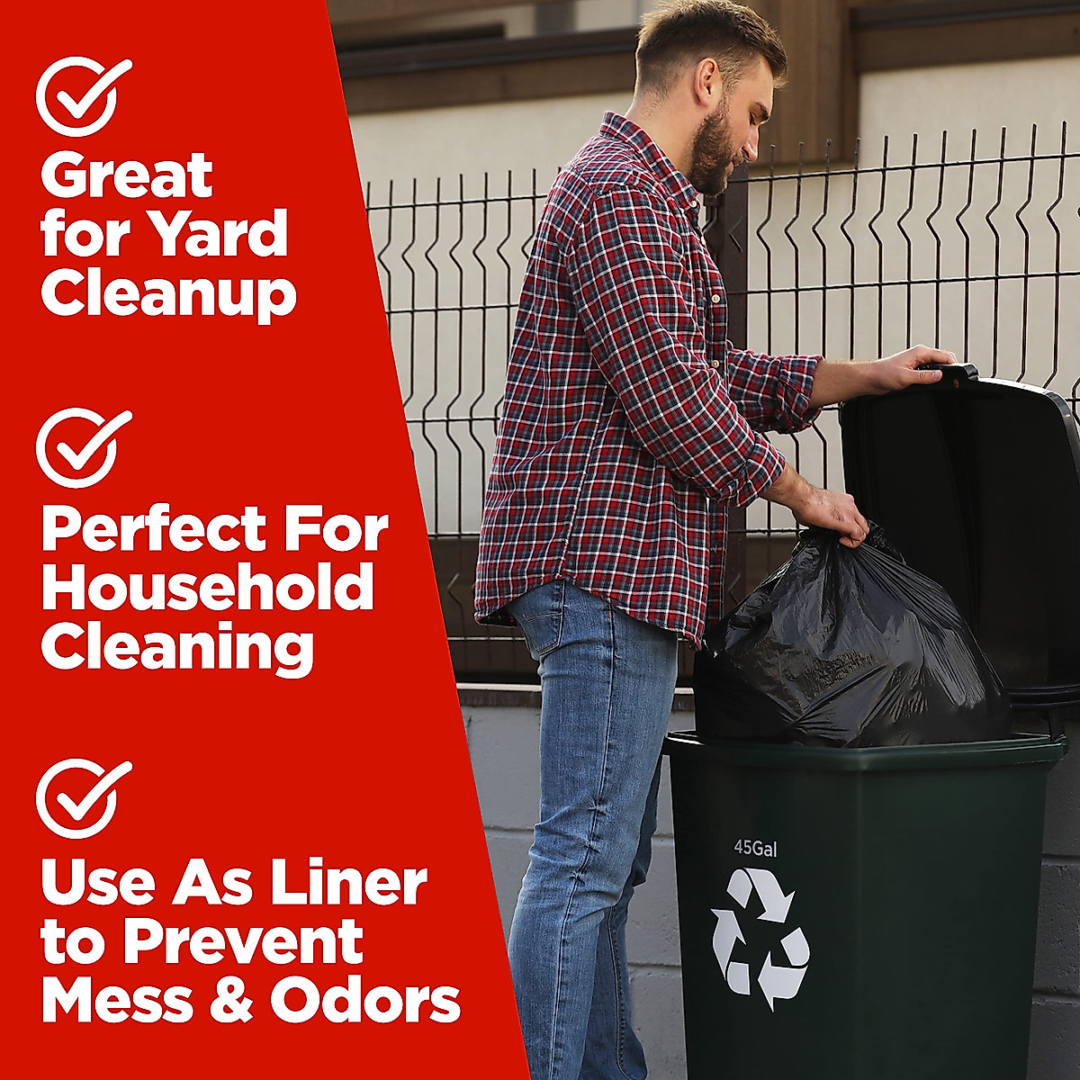 ToughBag 40-45 Gallon Trash Bags Heavy Duty (125 Count) | Black Garbage Bags | 39, 40, 42, 45 Gallon | Made In USA