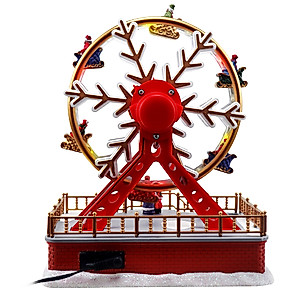 Christmas Ferris Wheel - Animated Pre-lit Musical Christmas Village - Perfect Addition to Your Carnival Christmas Decorations & Snow Village Displays 11 in
