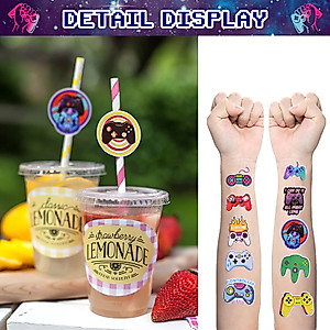 MOMOHOO Video Game Birthday Party Decorations Supplies - 151PCS Gamer Birthday Decorations for Boys Including Happy Birthday Backdrop, Tablecloth, Balloons, Foil Balloons, Stickers