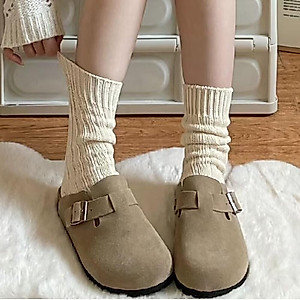 Kids Clogs for Girls Boys Cute Slip-on Slippers Classic Sued e Cor k Footbed Sandals Potato Shoes, Apricot / 4.5-5 Toddler