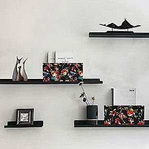 Skull Flowers Storage Basket Felt Storage Bin Collapsible Towel Storage Convenient Box Organizer for Pet Supplies Magazine