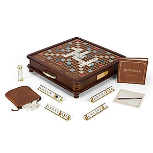 WS Game Company Scrabble Luxury Edition with Rotating Wooden Game Board