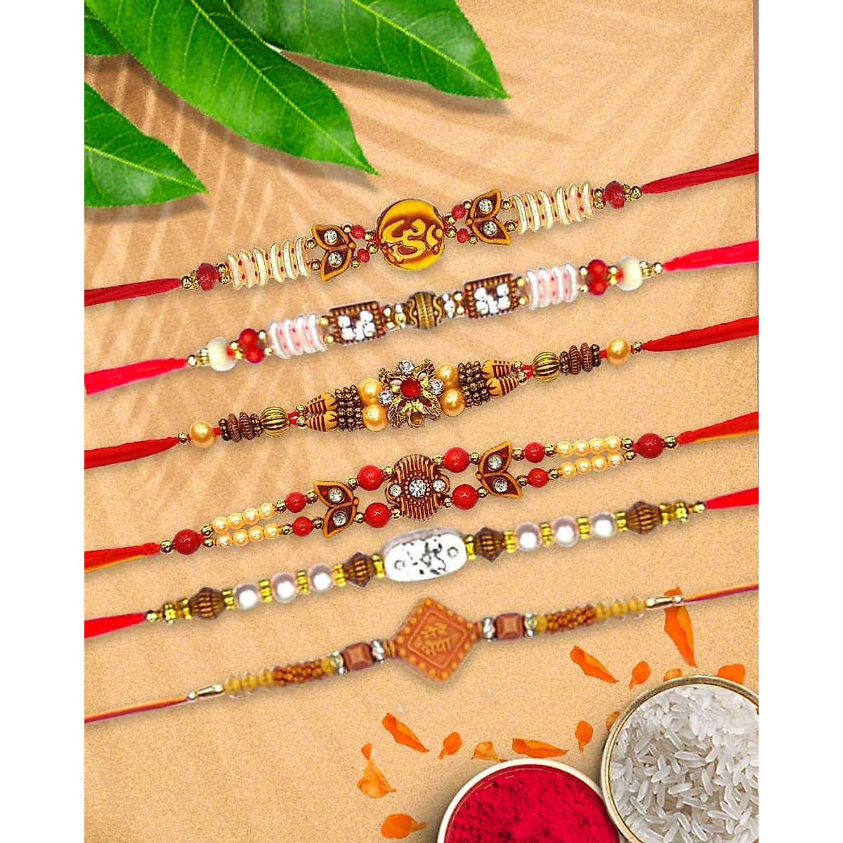 Tuelip Set of 12 Premium Rakhi Set, Rakhi for Brother and Bhabhi, Rakhi Bracelet, Rakhi Thread Rakhee for Brother Raksha Bandhan Bracelet Bhaiya Bhabhi (Pack of 12)