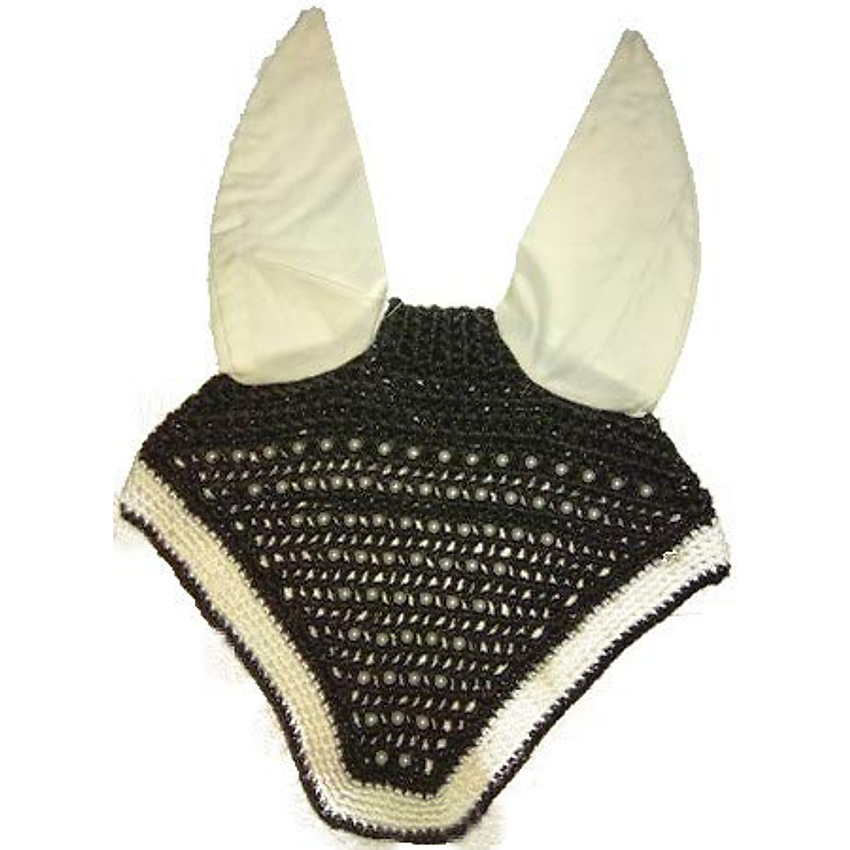 Avani Creations Horse Ear Net Crochet Fly Veil Equestrian Fly Bonnet/Veil/mask Standard Size