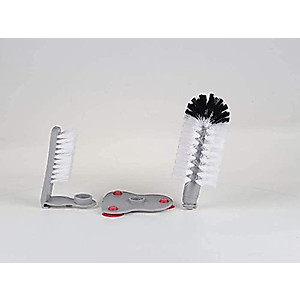 White Double Side Bar Glass Brush Washer Cleaner with Suction Base, Cups Mug Decanters Jugs Cleaning Kitchen Tools