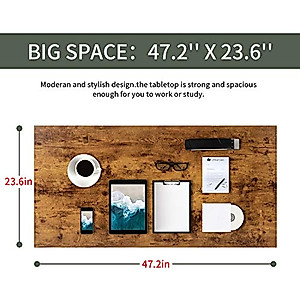 Computer Desk,47.2 inches Home Office Desk Writing Study Table Modern Simple Style PC Desk with Metal Frame，Brown