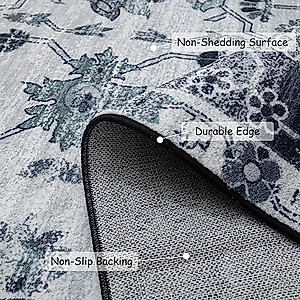 NEATIIP Washable Bohemian 8x10 Area Rug, Suitable for Bathroom for Bedroom Living Room Kitchen Outdoor The Boho Printed Area Rugs, Non-Slip Backing Washable Rug Grey2