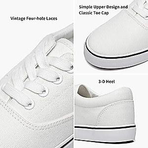 yageyan Mens Low Top Canvas Shoes Lace-up Fashion Canvas Sneakers Casual Shoes for Men Black and White(White,11)