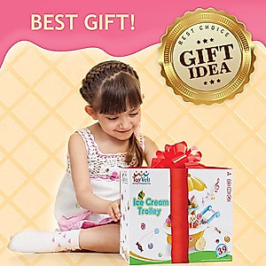 ToyVelt Ice Cream Toy Cart Play Set for Kids - 39-Piece Pretend Play Food - Educational Ice-Cream Trolley Truck with with Music & Lighting - Great Gift for Girls and Boys Ages 2,3 and up