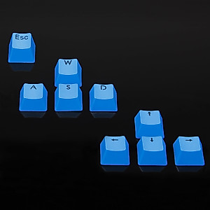 ENHANCE PBT Keycaps Set Doubleshot Key Caps Gaming Keyboard Upgrade Kit - Plastic Backlit Clear WASD Compatible with Mechanical Switches - Keycap Puller, Dust Brush and Microfiber Cloth - Blue