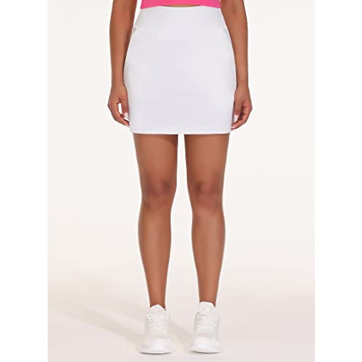 THE GYM PEOPLE Women's Golf Skort Tennis High Waist Lightweight Athletic Casual Skirts Built-in Shorts with 4 Pockets White