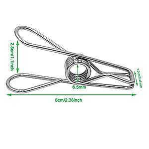 QingLHC Clothes Pegs Metal, Clothes Pins and Hooks Stainless Steel for Home Office Baby Kitchen Travel, Silver, LHC027