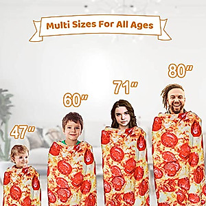 BROSHAN Funny Blanket Adult Size-Novelty Sofa Bed Throws, Double Sided Pizza Blanket 80 in, Soft Fleece Wrap Blankets for Gag Gifts
