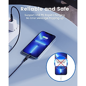 16FT Extra Long iPhone Charger Cord, 2-Pack SCRUAK [MFi Certified] 16 Ft USB C to Lightning Cable Fast Charging Nylon Braided iPhone Charger Cable for iPhone 14/14 Pro/14 Pro Max/13/12, iPad, AirPods.