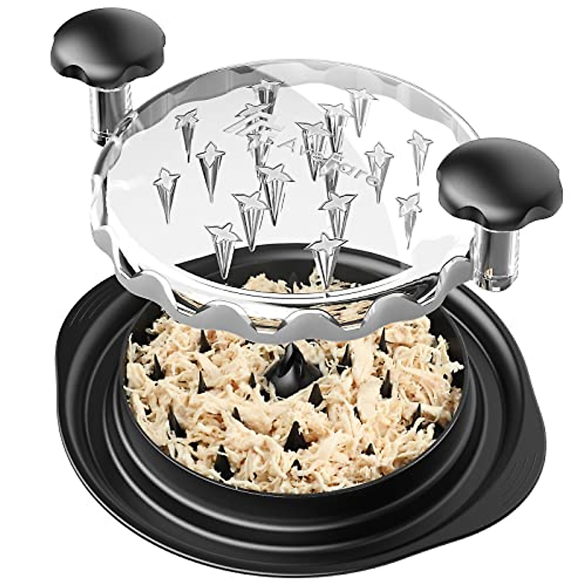 AveFare Pro Chicken Shredder, Chicken Breast Shredder Tool Twist with Clear Cover, Large Meat Shredder Machine - Ergonomic Handle, Dishwasher Safe, Anti-slip, Cleaning Brush, Heat Resistant, BPA Free