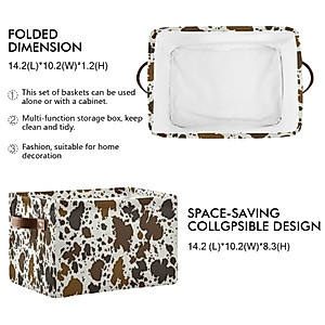xigua Cow Print Storage Bin Collapsible Canvas Storage Basket Closet Organizer with Handles for Bedroom Nursery Shelves Laundry Room, 1 Pack