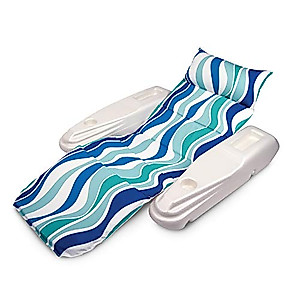 Poolmaster Swimming Pool Adjustable Floating Chaise Lounge, Rio Sun, Blue Currents