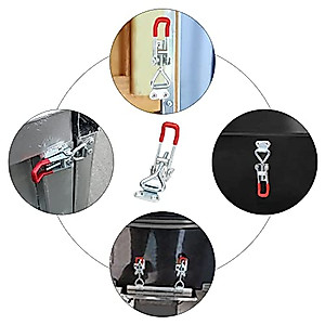 Favordrory 6 Pack Toggle Latch Clamp, Pull Latch, Adjustable Toggle Clamp Latch, Heavy Duty Toggle Latch, 150Kg 330Lbs Holding Capacity (25 Pieces Screws) Red + Silver