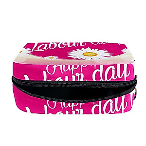 TBOUOBT Cosmetic Travel Bags, Makeup Case, Makeup Bag for Toiletries, Happy Labor Day Flowers