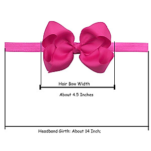 CÉLLOT Baby Girls Headbands Grosgrain Ribbon 4.5" Hair Bows Headband Big Bow Hair Bands for Toddler Pack of 30