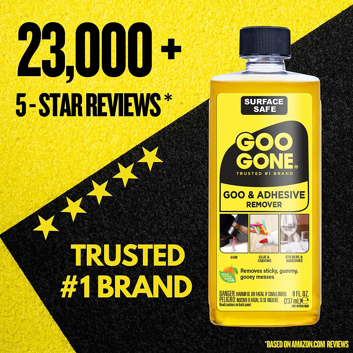 Goo Gone Original Liquid - 8 Ounce and Sticker Lifter - Surface Safe Adhesive Remover Safely Removes Stickers Labels Decals Residue Tape Chewing Gum Grease Tar Crayon Glue