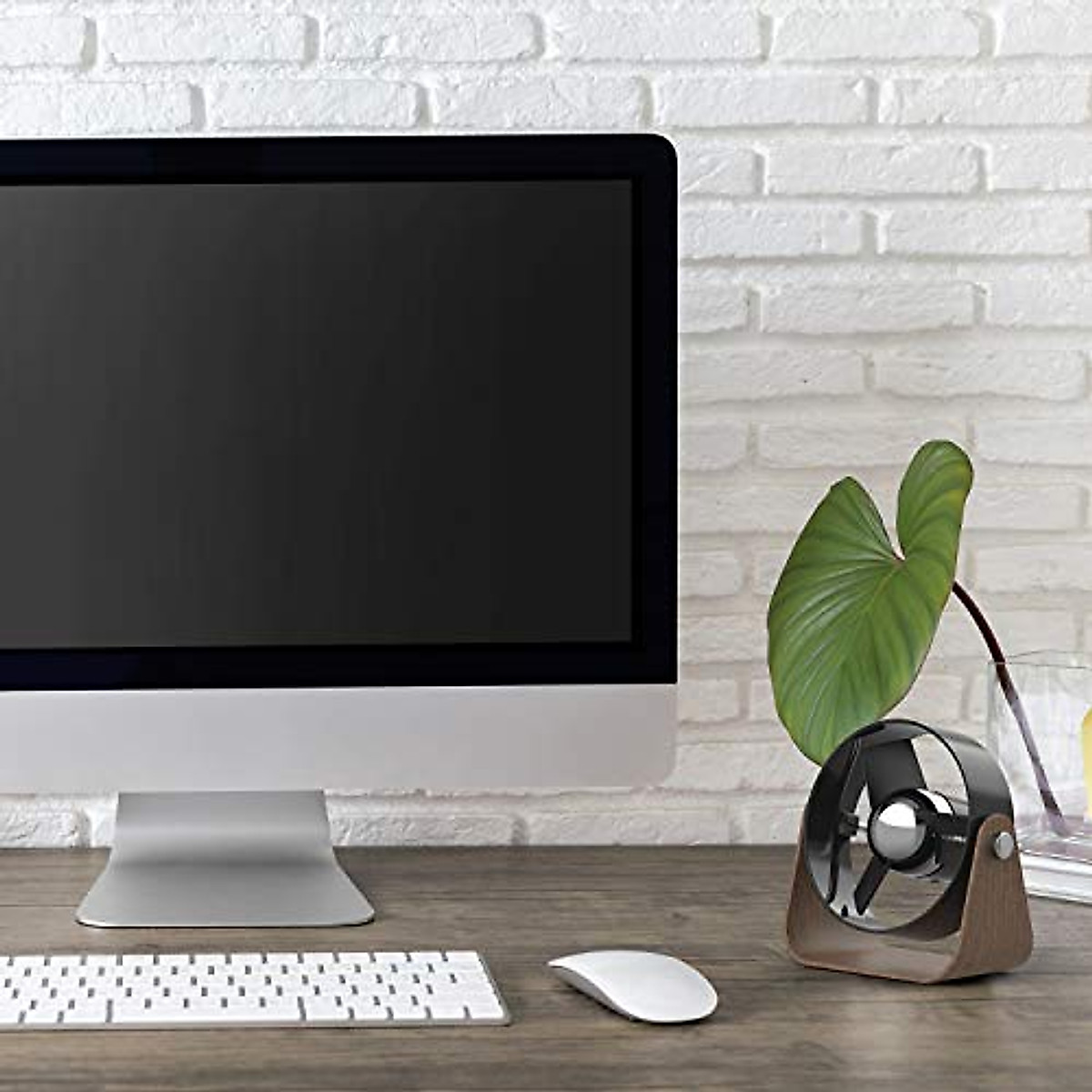 SHARPER IMAGE SBS1-SI Small Personal USB Fan with Soft Blades, 2 Speeds, Touch Control, Quiet Operation, 5V Wall Adapter, 6 ft. Cable, Black