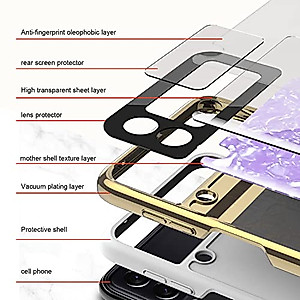 EAXER for Samsung Galaxy Z Flip 3 5G Case, Camera Lens Protection Ring Holder Case Luxury Plating Shockproof Phone Case Cover (Purple)