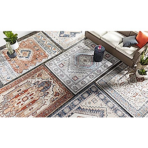 Hauteloom Shafter Living Room, Bedroom Patio Outdoor Area Rug - Beige, Blue, Red - 7'10" x 10'