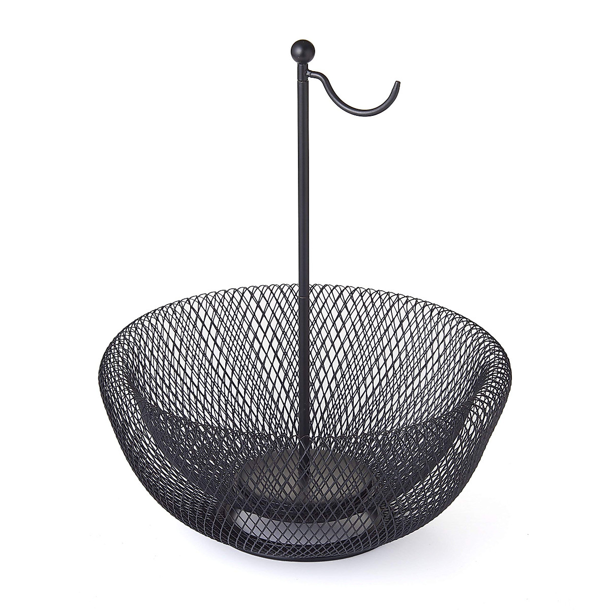 Nifty Banana Hook Mesh Fruit Bowl – Black Powder Coated Design, Double Walled Basket, Modern Kitchen Counter Organizer, Decorative Home Storage Holder