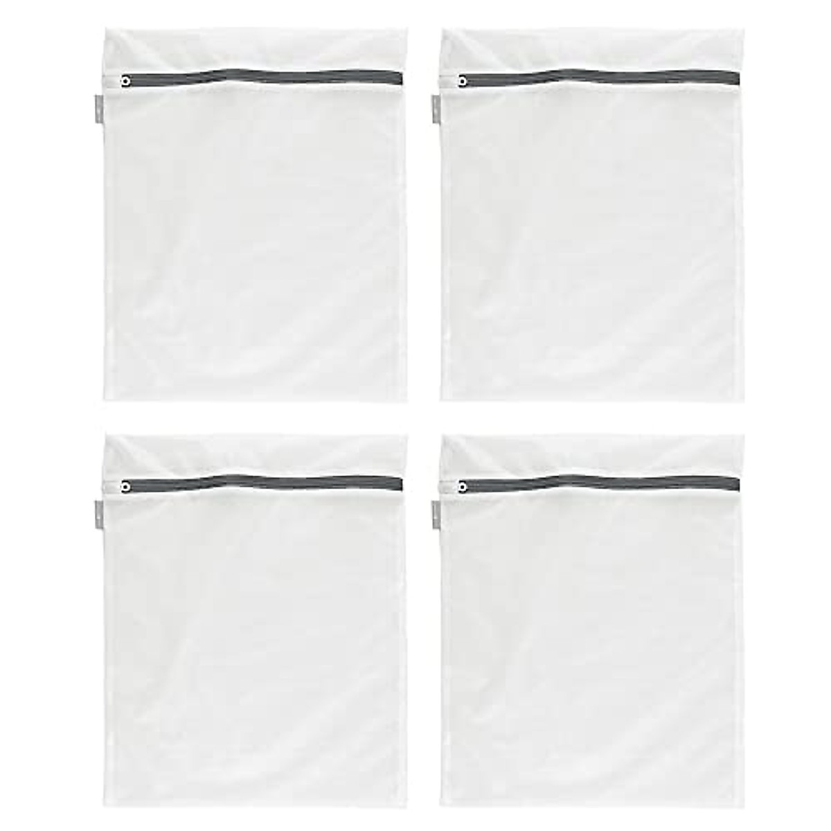 mDesign Large Laundry Mesh Wash Bag - Fine Weave Fabric, Zipper Closure, Washing Machine and Dryer Safe, Protect Lingerie, Delicates, Underwear, Bras, Leggings - Great Travel Bag - 4 Pack - White