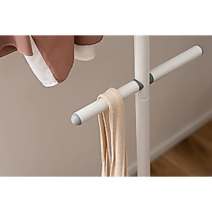 YUZU LEAF Hanger Rack, Slim, Compact, Simple, Black, White, Storage, Clothes, Stylish, Interior, Display, Stylish, Anti-Slip, Stopper, Living Alone, Stand (White)