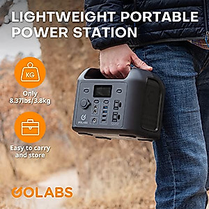 GOLABS R300 Portable Power Station, 299Wh LiFePO4 Battery Backup with 300W Pure Sine Wave AC Peak 500W, Car Outlets, PD 60W Quick in/out Solar Generator for Outdoor Camping Emergency CPAP Black