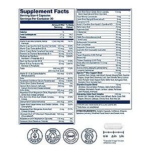 SOLARAY Spectro Multivitamin for Men, Men's Multivitamin for Energy and Overall Wellness with Saw Palmetto, Pumpkin Seed, Digestive Enzymes, and More, 60-Day Guarantee, 30 Servings, 120 Capsules