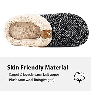 ULTRAIDEAS Mens Slip On Slippers, Sherpa Lined House Shoes with Memory Foam for Indoor Outdoor, Machine Washable (Meteorite Grey, Size 9-10)