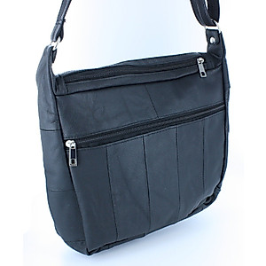 Roma F.C. Black Crossbody or Shoulder Carry Leather Locking Concealment Purse - CCW Concealed Carry Gun Bag