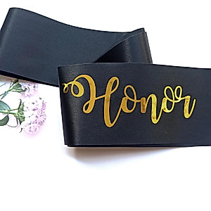 Magnusson's Garden Maid of Honor Sash, Bachelorette Party Black and Gold Sash, Bridal Shower Decorations, Wedding Party Accessories, Chief Bridesmaid Proposal Gift Ideas