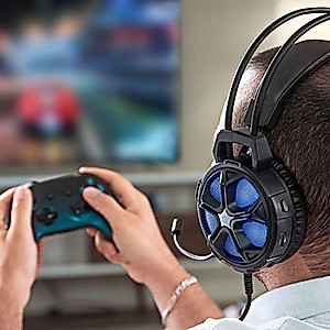 HP Gaming Headset for PS4, Xbox one PC Controller with Bass Surround Sound, LED Light and Noise isolating Over Ear Headphone with mic Plus 3.5mm USB Cable for Laptop Mac Nintendo Switch Games