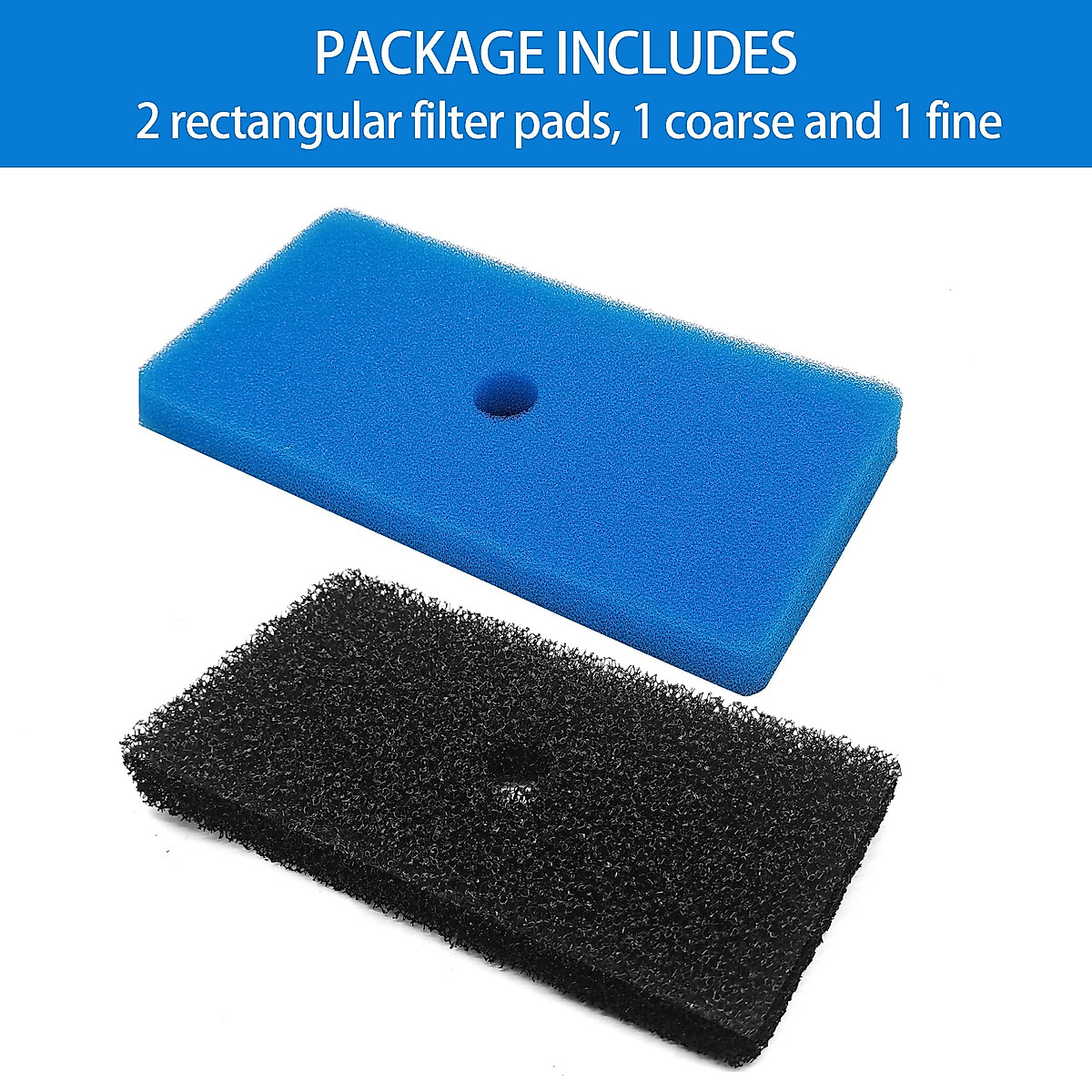 2PCS Pond Replacement Filter Pads,Coarse and Fine Pads for Pond Pump Pre-Filter Box,Blue and Black Sponge Filters Replacement