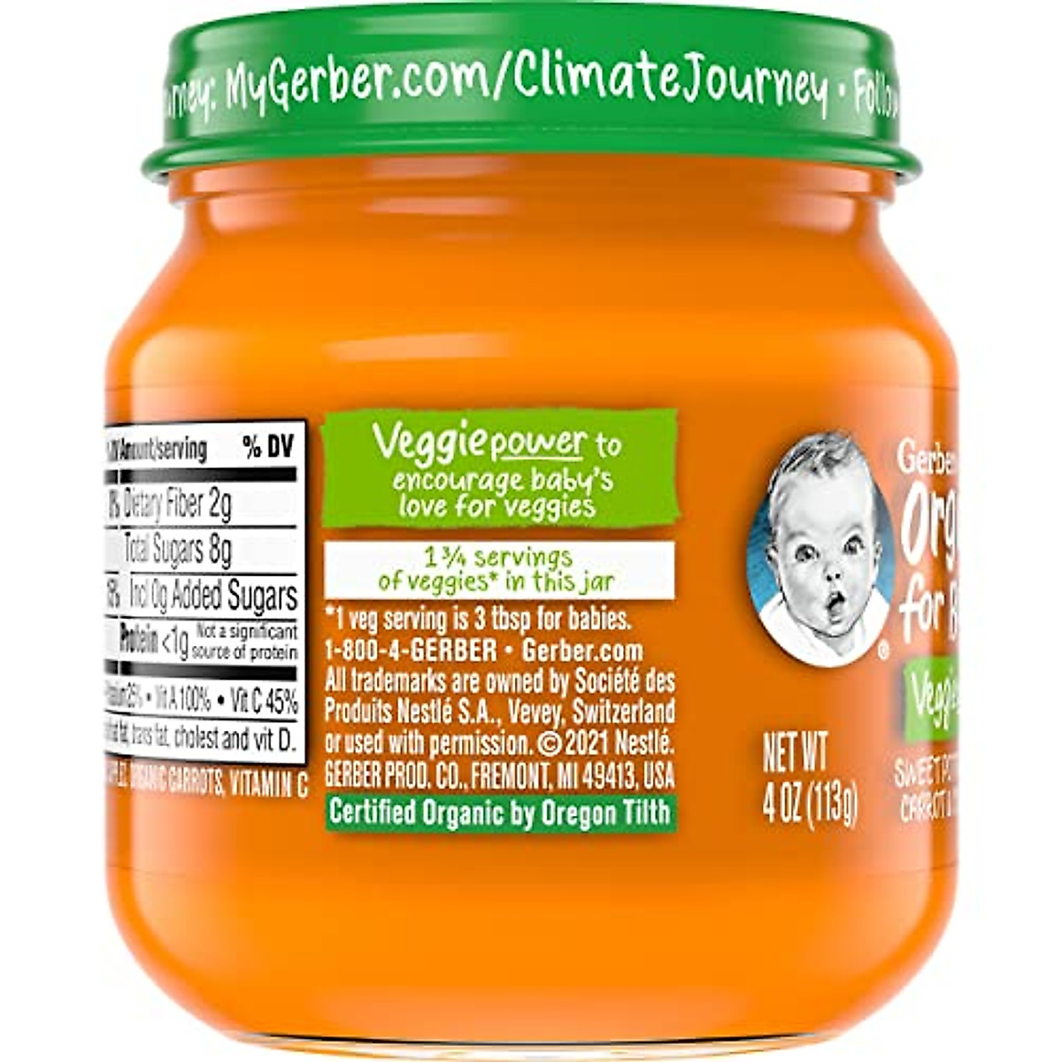 Gerber Organic 2nd Foods Baby Food Apple Sweet Potato & Carrot with Cinnamon (Pack of 4)