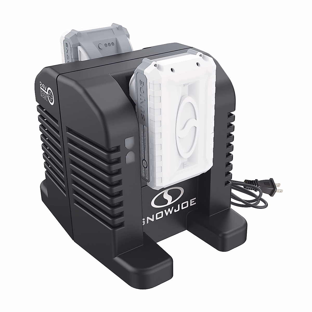 Snow Joe CERTIFIED AUTHENTIC 24VCHRG-HS-DPC 24V IONMAX Dual Port High Speed Charging Docking Station for 24VBAT Series Batteries, 260-Watt Input, 26-Volt Output