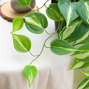 LuckyGreenery Artificial Devil's Ivy Golden Pothos Fake Plant,Hanging Potted Plants for Wall Home Patio Indoor Outdoor Decor(H 26in)
