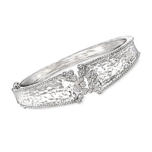Ross-Simons 0.15 ct. t.w. Diamond Cluster Bangle Bracelet in Sterling Silver. 7 inches