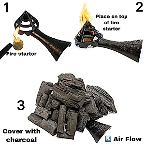 Brutal BBQ Fireguard Firewood and Charcoal Starter | Fire Starters for Grill | Easy to Use Grill Starter | Compact Firestarters for Outdoor Fire Pit | Coal Burner, Firewood and Charcoal Fire Starter