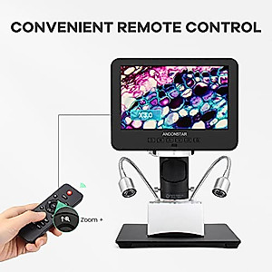 Andonstar AD246S-M HDMI Digital Microscope 2000x for Adults, 3 Lens 2160P UHD Video Record, 7 Inch LCD Soldering Microscope, Coin Microscope, Biological Microscope Kit, Windows Compatible