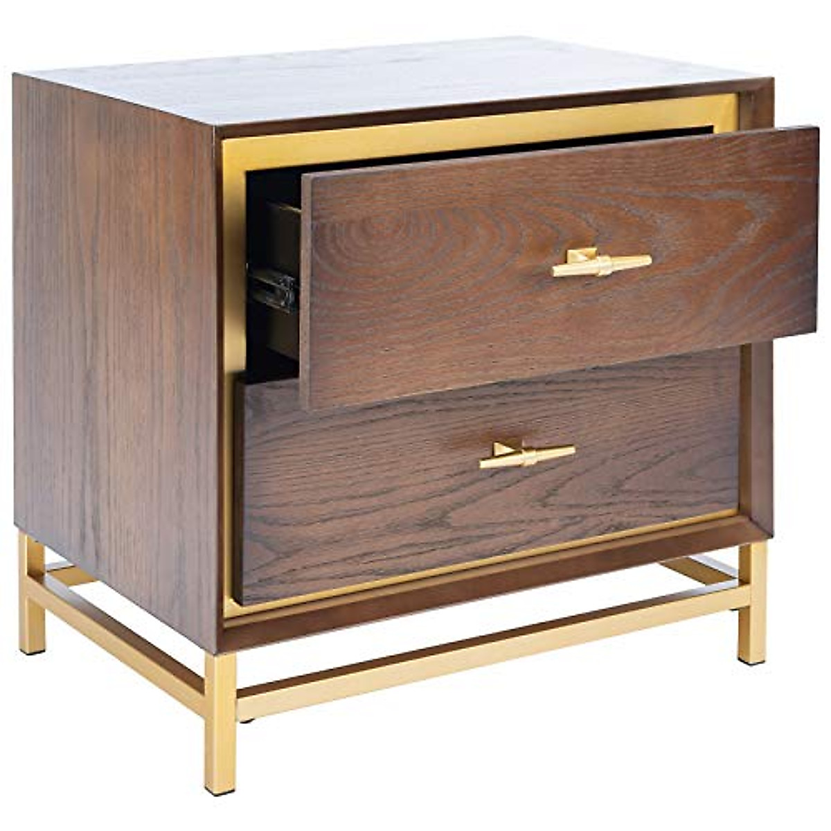 SAFAVIEH NST6401B, 23" W x 16" L x 21.5" H, Walnut/Brass