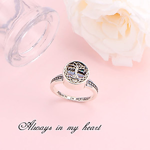 Tree of Life Urn Ring for Ashes 925 Sterling Silver Celtic Knot Memorial Keepsake Jewelry Always in My Heart Abalone Shell Cremation Ring for Women Men Size 7
